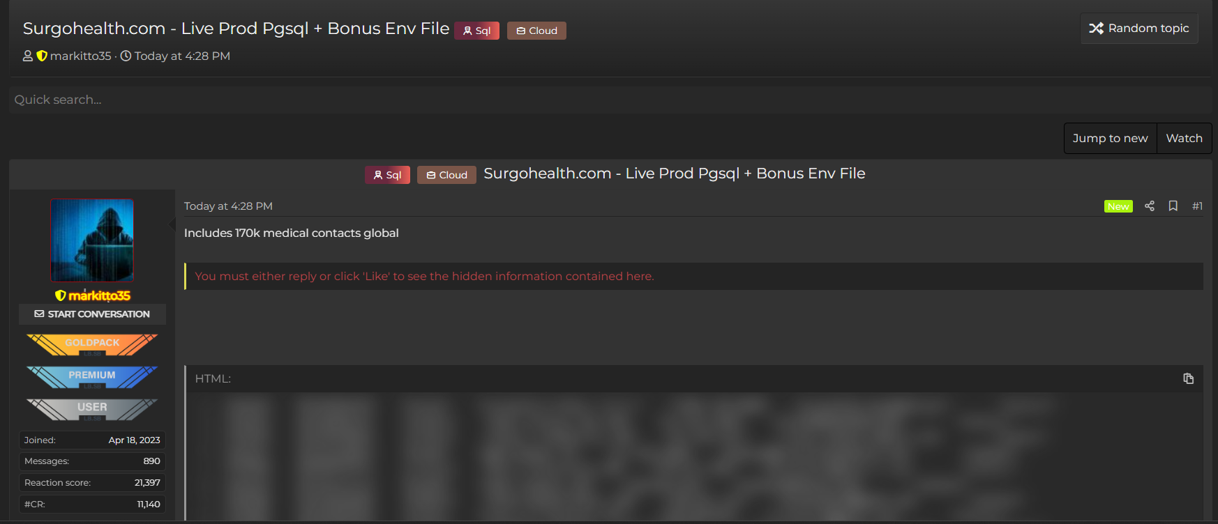 A Threat Actor Allegedly Leaked the Data of Surgo Health