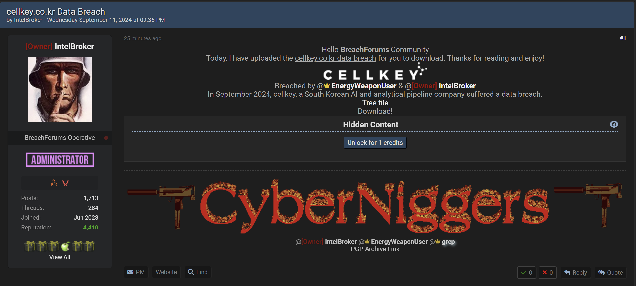 IntelBroker and EnergyWeaponUser have Allegedly Leaked the Data of CellKey