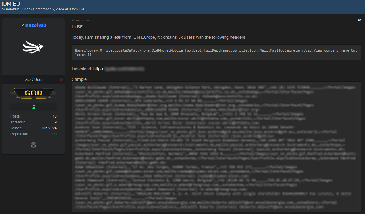 natohub has Allegedly Leaked Data from IDM Europe