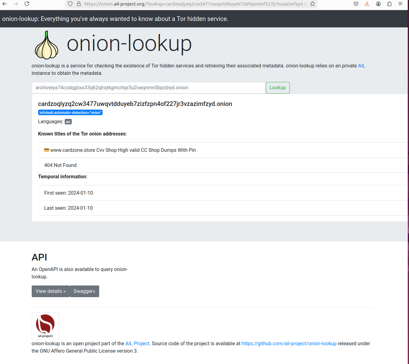 onion-lookup: Tor Onion Address Lookup