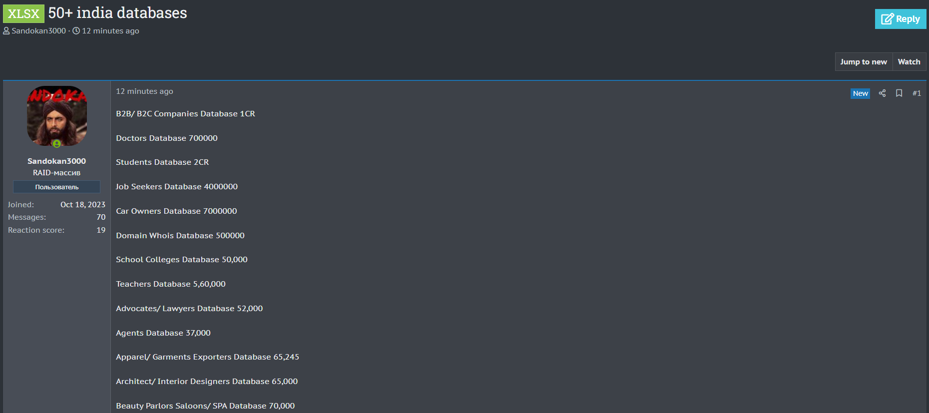 A Threat Actor Allegedly has Leaked Over 50 Indian Databases