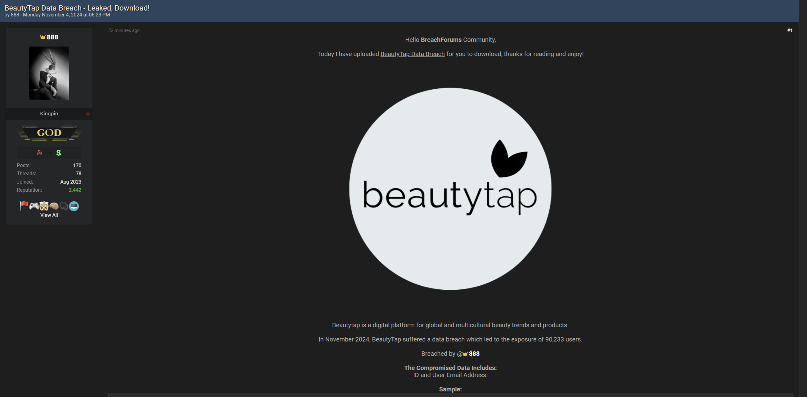 888 Has Allegedly Leaked the Data of Beautytap