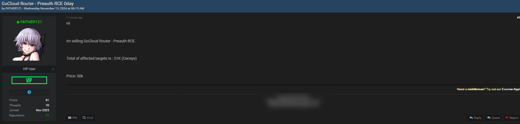A Threat Actor is Allegedly Selling a 0-day RCE Vulnerability in ...
