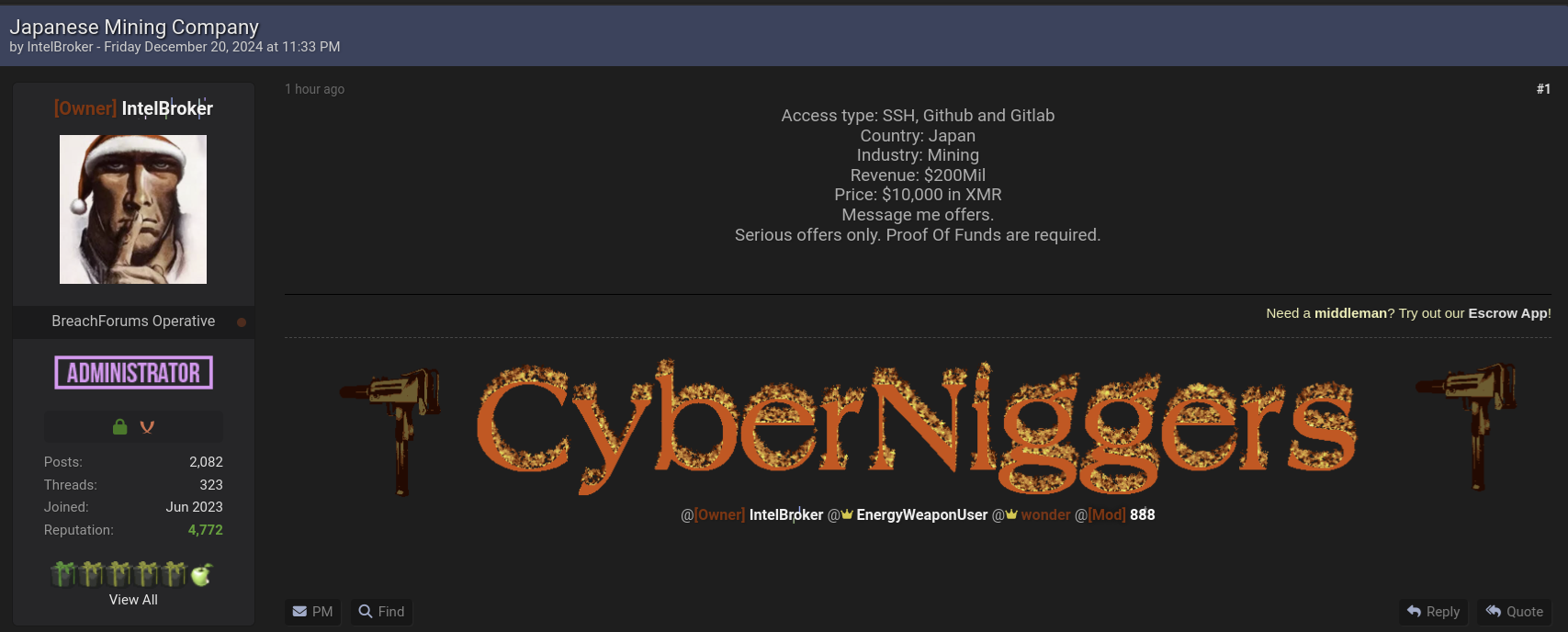 IntelBroker is Allegedly Selling Access to an Unidentified Japanese ...