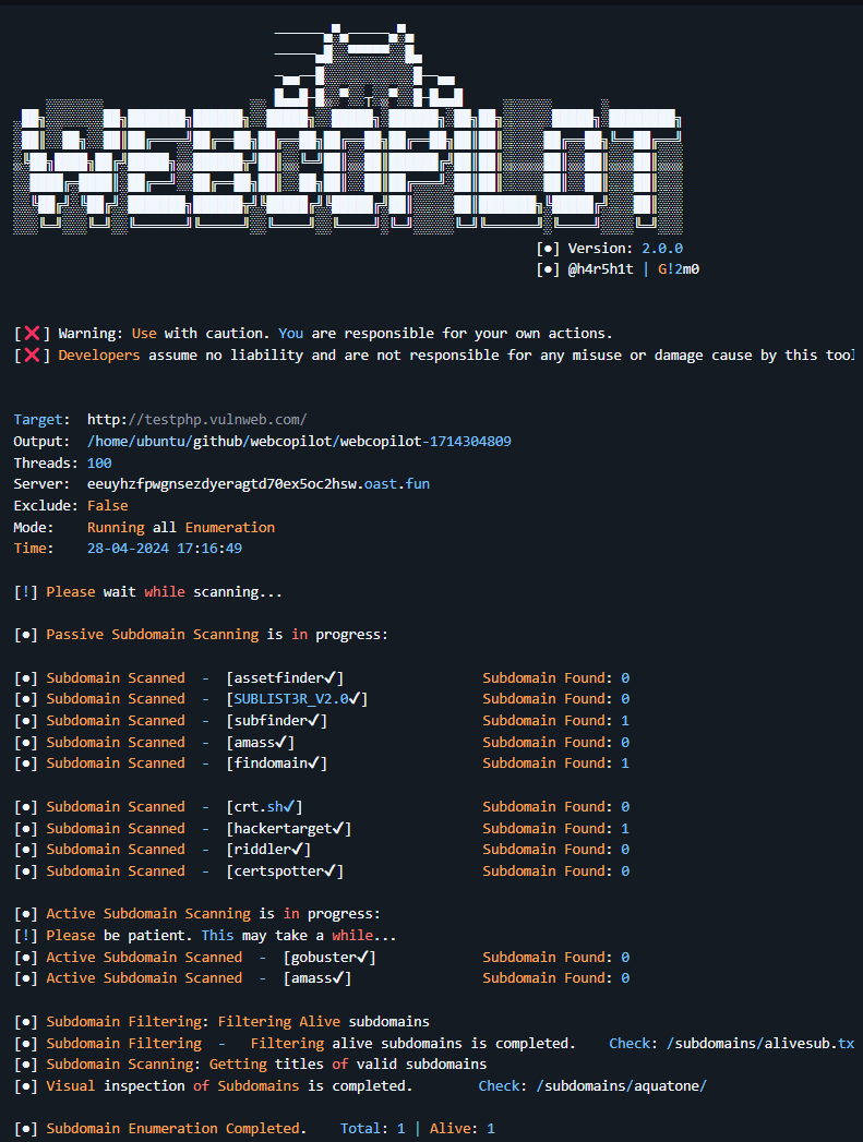WebCopilot: Automating Subdomain Enumeration and Advanced Vulnerability Scanning for XSS, SQLi ...