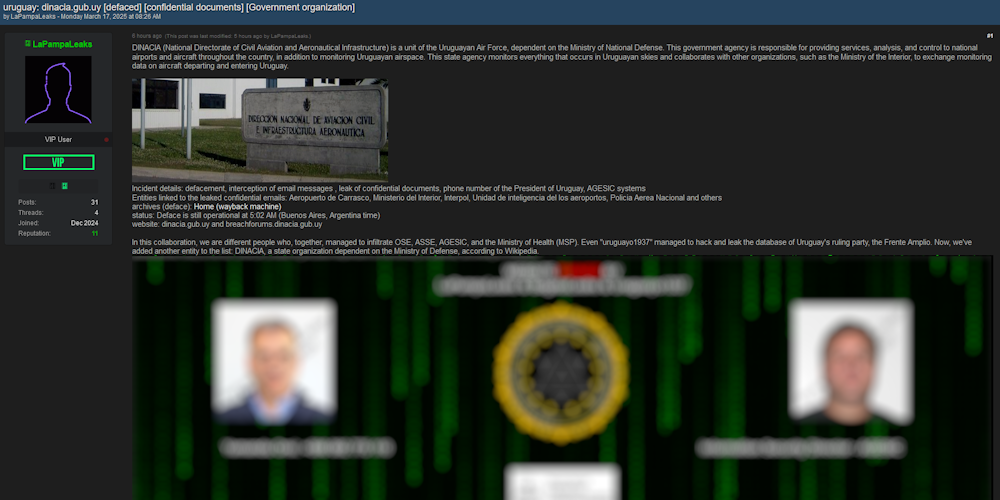 Uruguay’s Civil Aviation Authority (DINACIA) Website Defaced ...