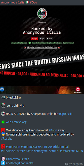 Anonymous Italia Defaced the Website of Biteyko