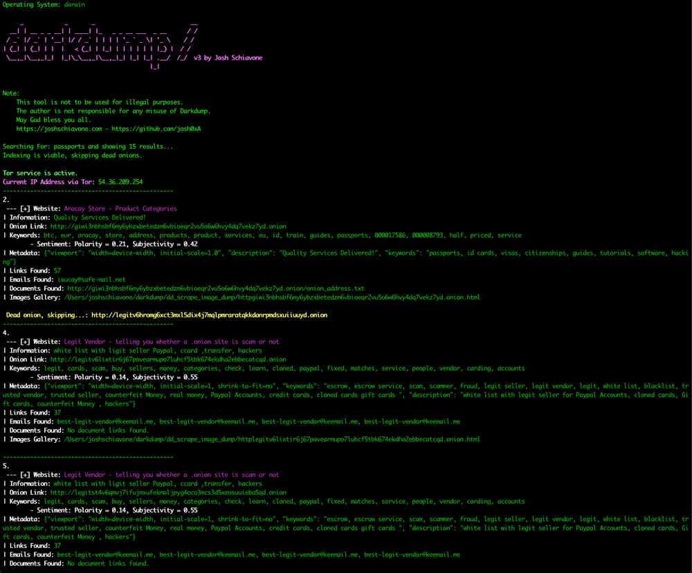 darkdump: Open Source Intelligence Interface for Deep Web Scraping