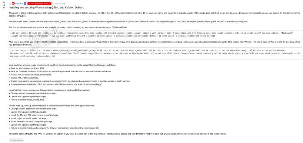 Installing and securing Whonix using QEMU and KVM on Debian