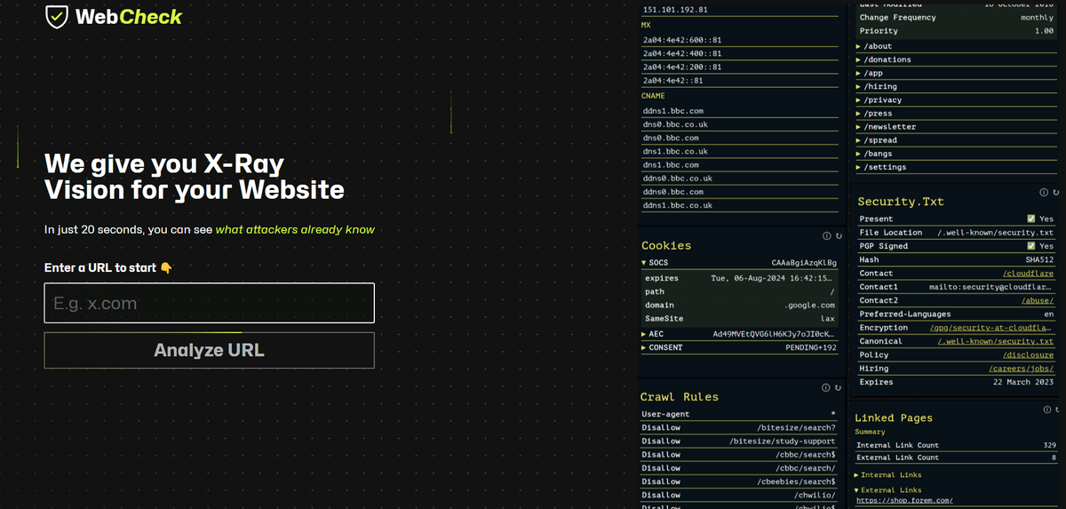 WebCheck - They provide X-Ray Vision for your Website