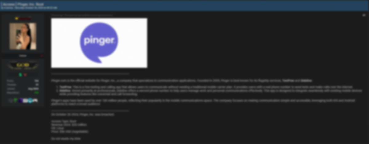 mommy is Allegedly Selling Root Access to Pinger, Inc