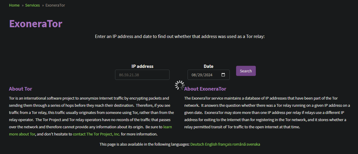 Tracking Tor: How ExoneraTor Can Tell If an IP Address Was Part of the ...